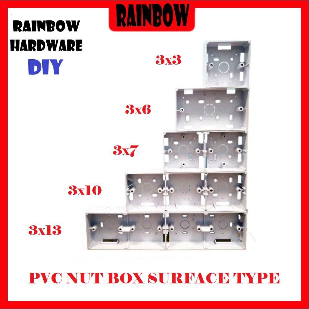 PVC NUT BOX SURFACE TYPE / SWITCH BASE BOX / SOCKET SWITCH BOX 3x3 ...