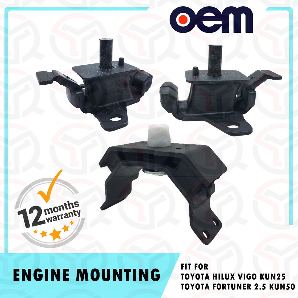 TOYOTA HILUX VIGO 2.5 KUN25 FORTUNER 1.5 KUN50 ENGINE MOUNTING SET (3 ...