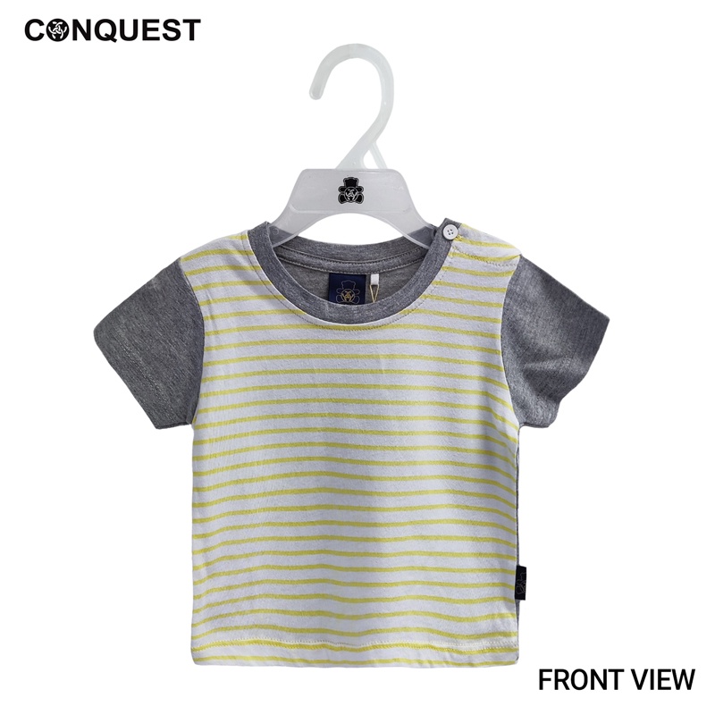 Conquest Baby Cotton Basic Stripe Round Neck Tee CX02062 | Shopee Malaysia