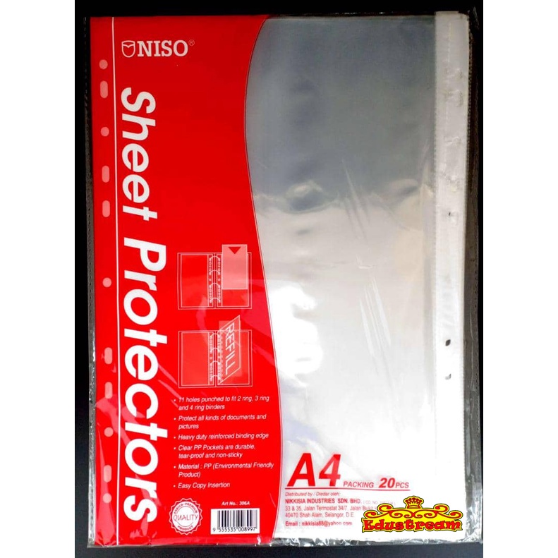 READY STOCK!! NISO SHEET PROTECTORS A4 20 PCS | Shopee Malaysia