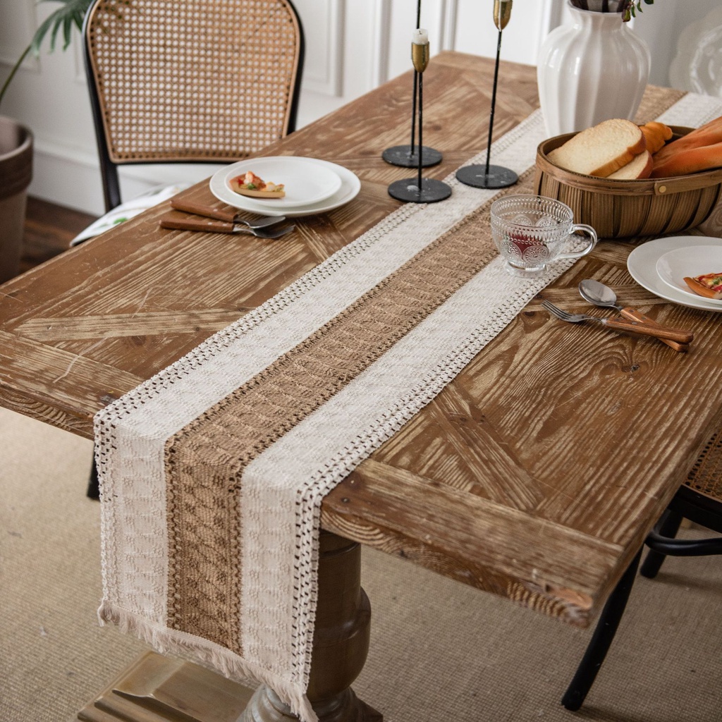 Nordic Style Table Runner Simple Woven Table Runners Long Cotton Linen ...
