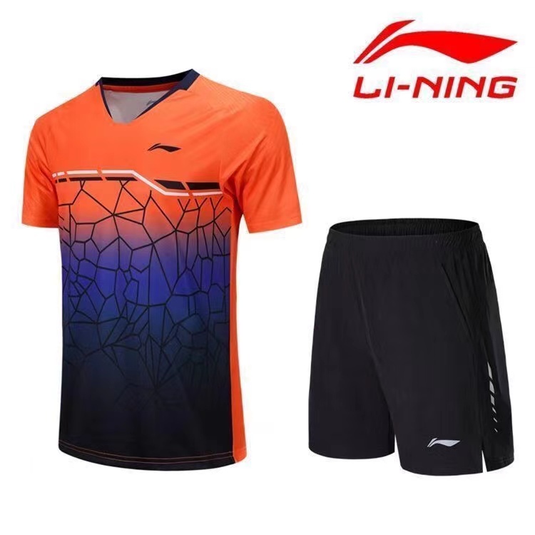 Li Ning badminton clothing men's and women's short-sleeved quick-drying ...