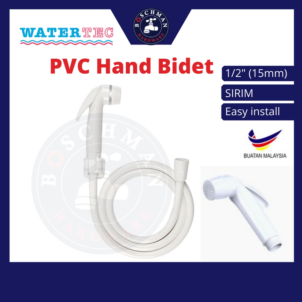 WATERTEC Toilet Hand Bidet and Hose Set 301 Plastic Sprayer PVC Hand ...