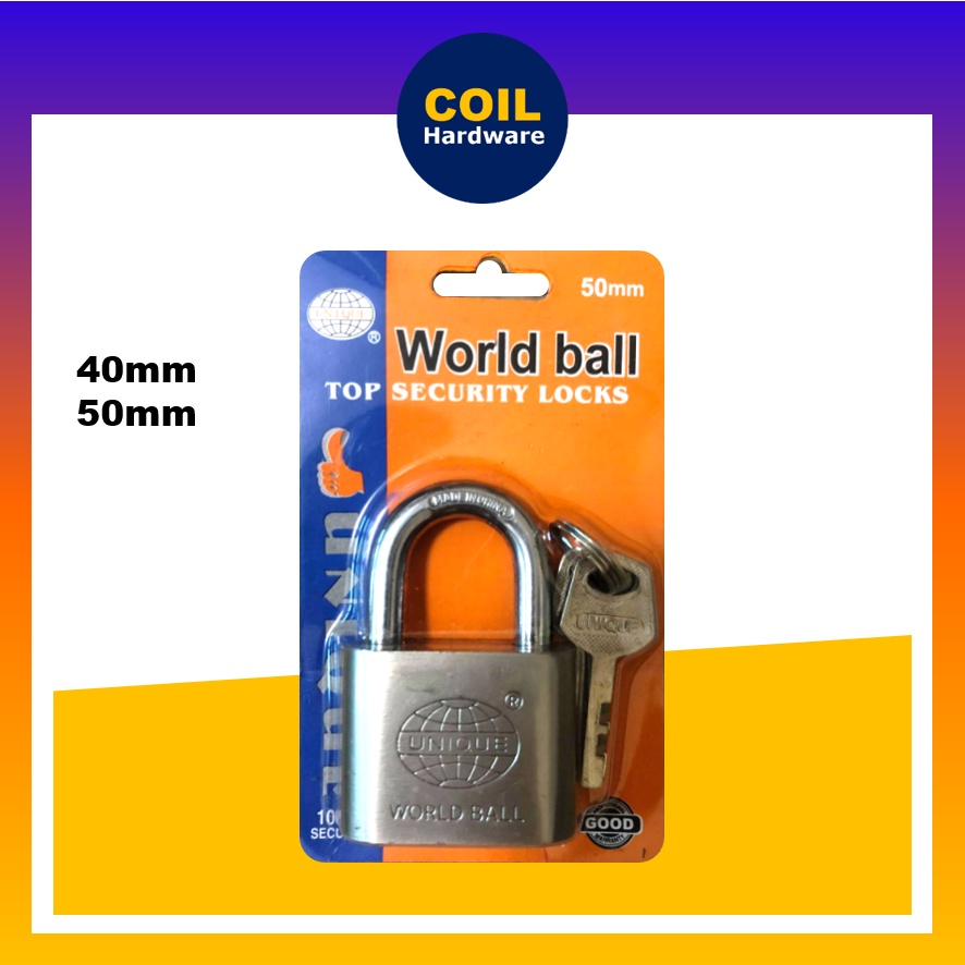 UNIQUE World Ball Stainless Steel Heavy Duty Padlock | Lock | Kunci ...
