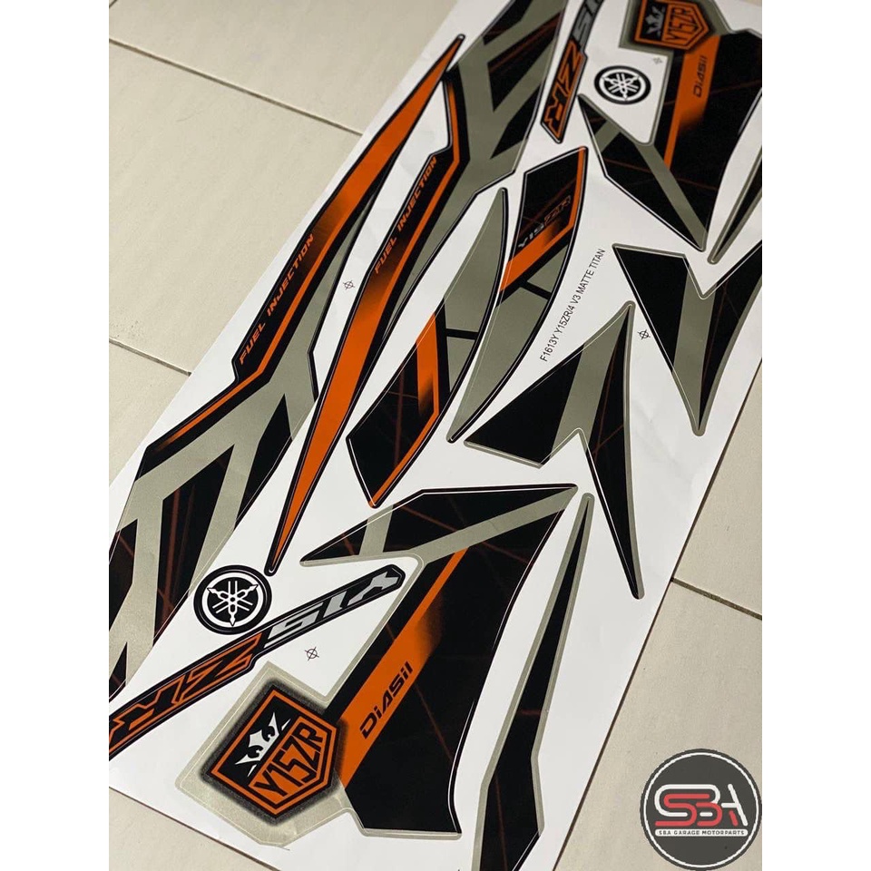 STICKER BODYSET / STRIPE COVERSET Y15 V1 V2 RED BLUE SILVER CYAN MATTE ...