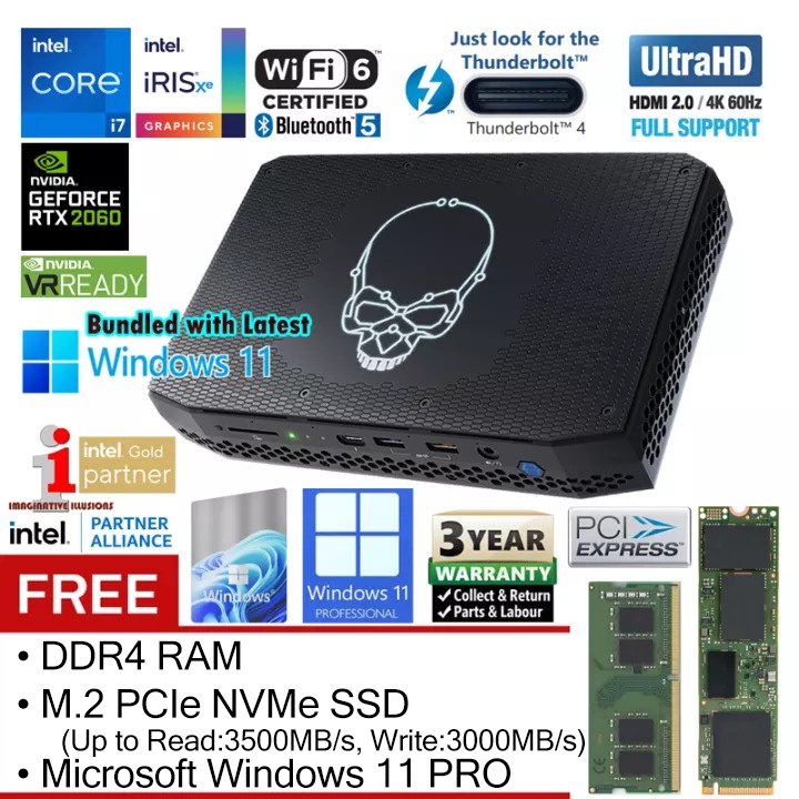 Intel NUC11PHKi7C L10 Core i7 GeForce RTX2060 Gaming NUC 11 Mini PC ...