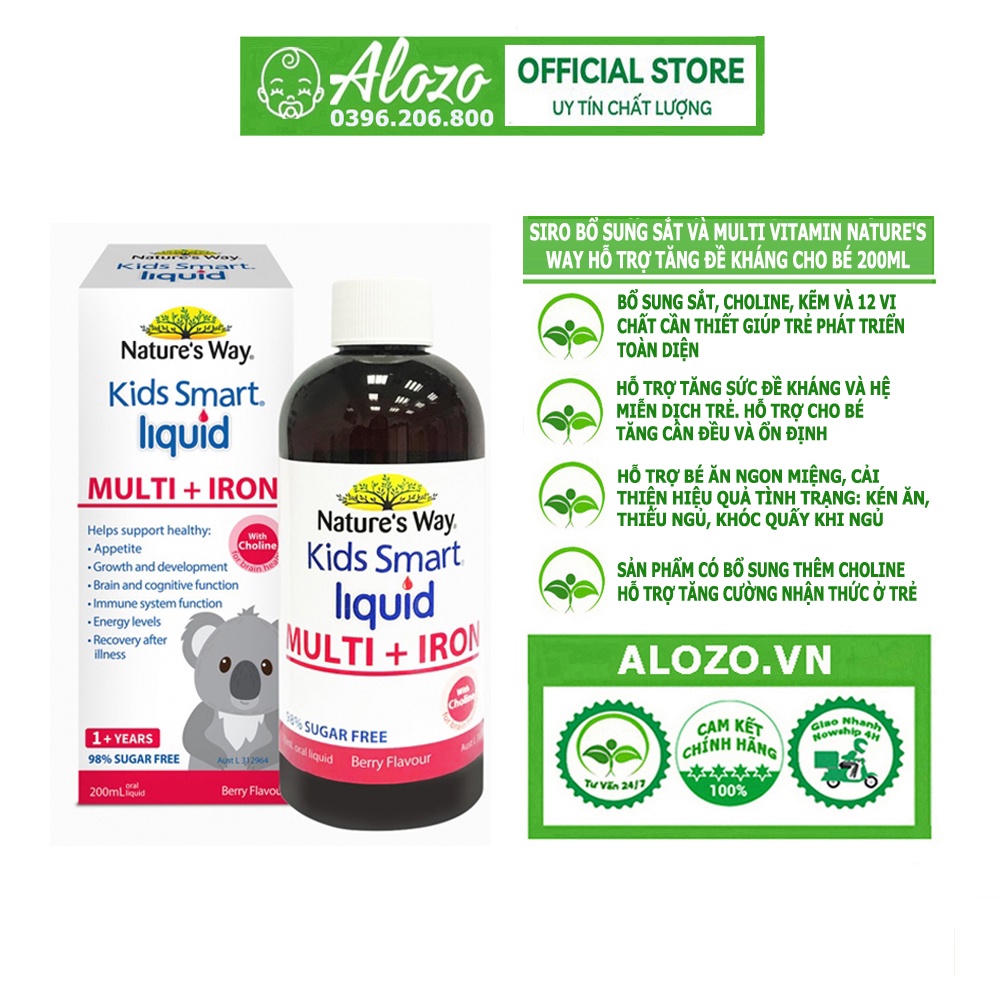 Nature's Way Kids Smart Liquid Multi + Iron Supplement Syrup to Support ...