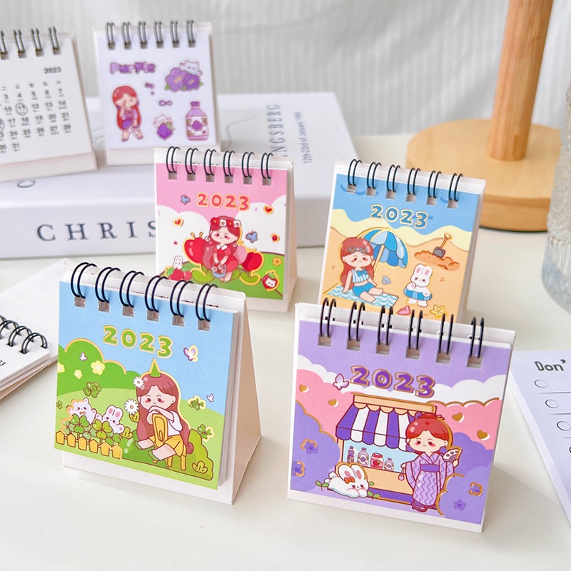 2023 Mini Cartoon Desk Calendar Student Simple Desktop Planner Book ...