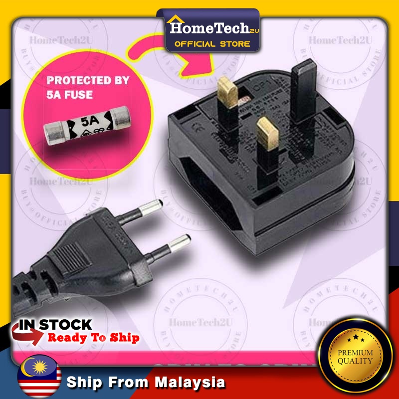 Euro EU 2 Pin To UK 3Pin Plug Adapter Power Socket Travel Charger ...