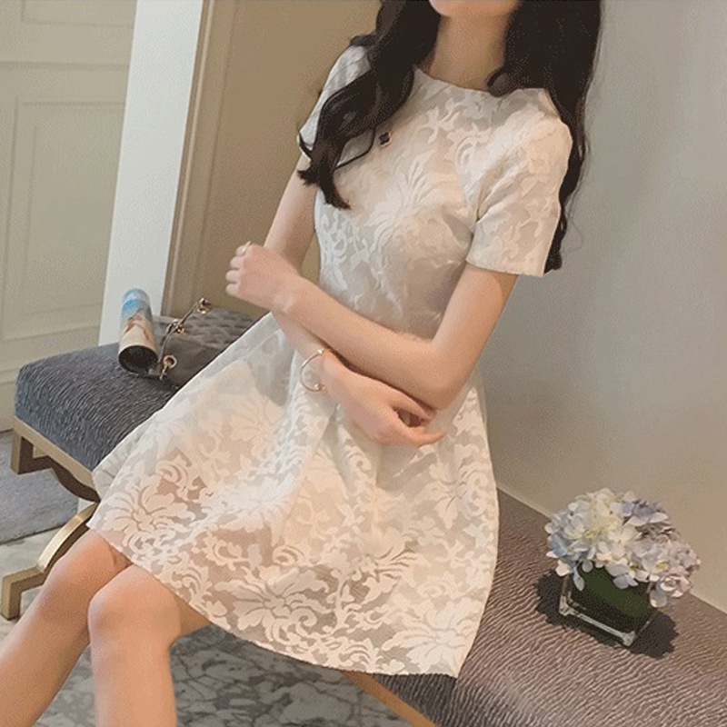 Lace dress Korean short sleeve skirt | Shopee Malaysia