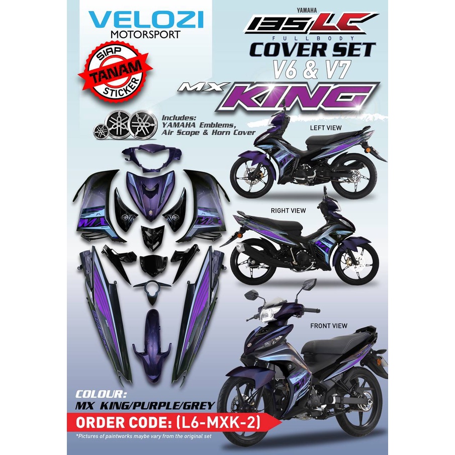 YAMAHA LC LC135 V6 V7 MX KING PURPLE GREY VELOZI 2022 - COVERSET ...