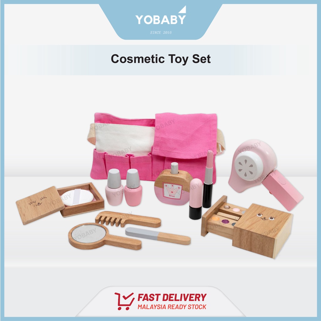 12 Pcs Wooden Cosmetic Toy Set Pretend Play Princess Make up Set ...