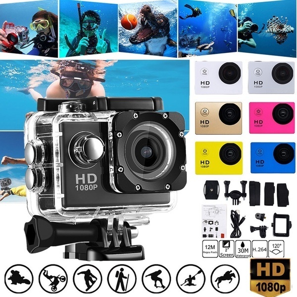 7 Colors 170 Degree Sports Action Camera Wide-Angle Lens Wireless ...