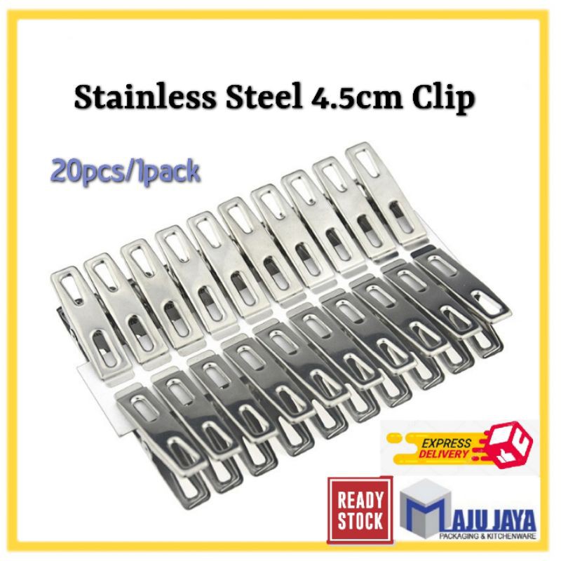 20pcs Stainless Steel Metal Clothes Peg Sepit Baju Cloth Clip Laundry ...