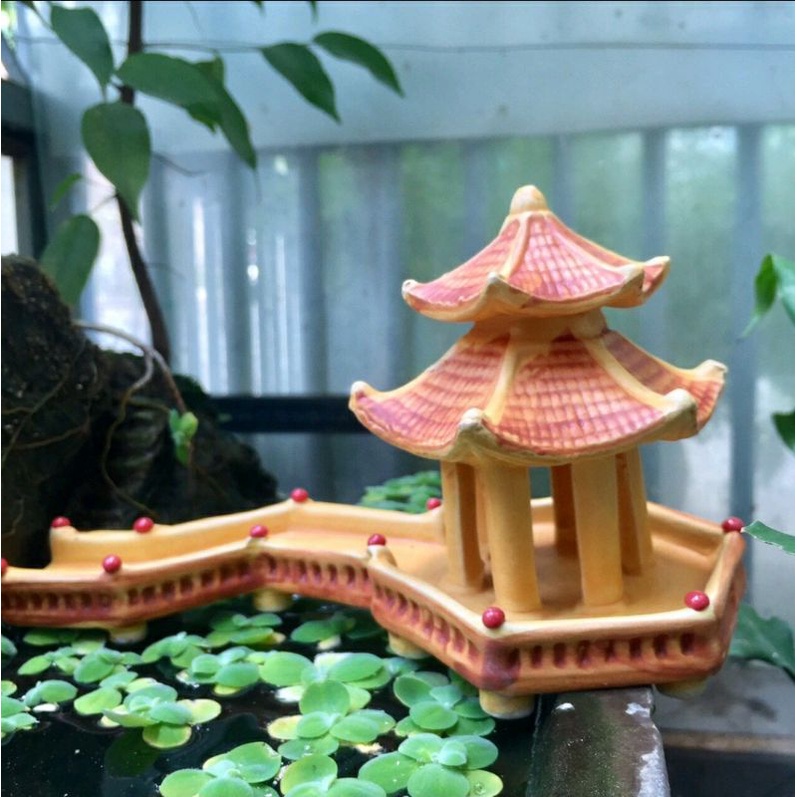 Temple with Long Bridge to Decorate Aquariums, Fish Tanks - Rockery ...