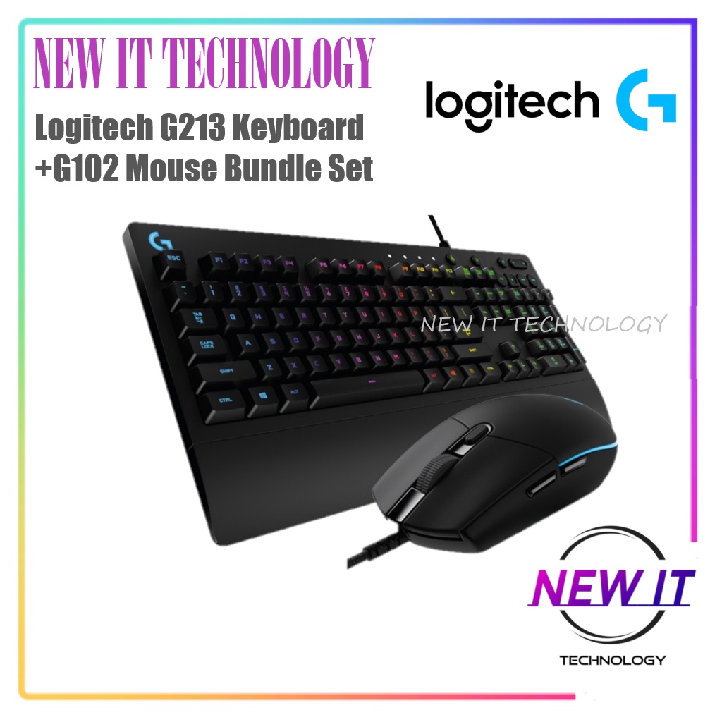 Logitech G213 Prodigy RGB Gaming Keyboard + Logitech G102 Prodigy Gaming Mouse Bundle Set ...