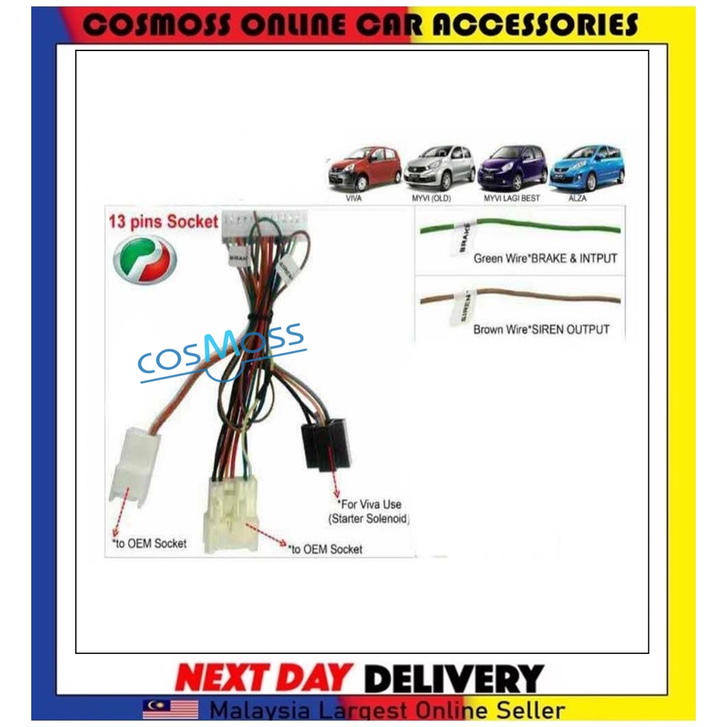 (13 PIN) SOCKET PLUG&PLAY CAR ALARM - PROTON SET / PERODUA SET | Shopee ...