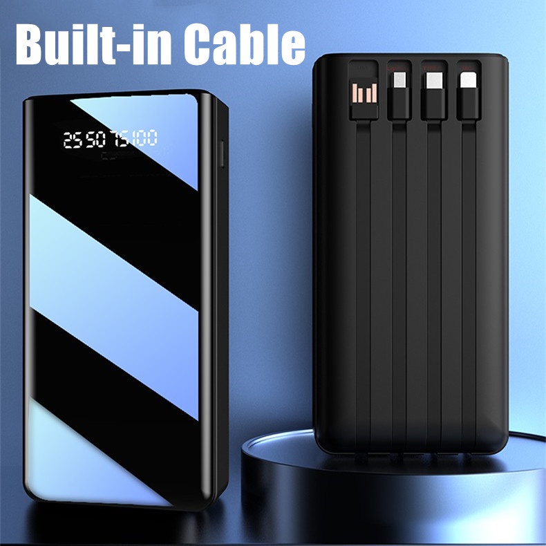 50000mAh Power Bank 4 Cables Full Capacity Mini Powerbank Portable Fast ...