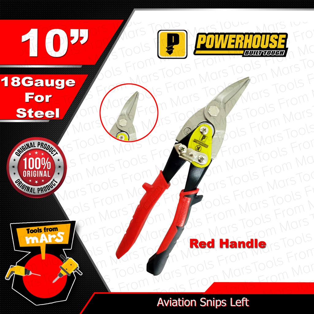 POWERHOUSE Aviation Snips Left Cutting 10" RED HANDLE PHHT •TFM ...