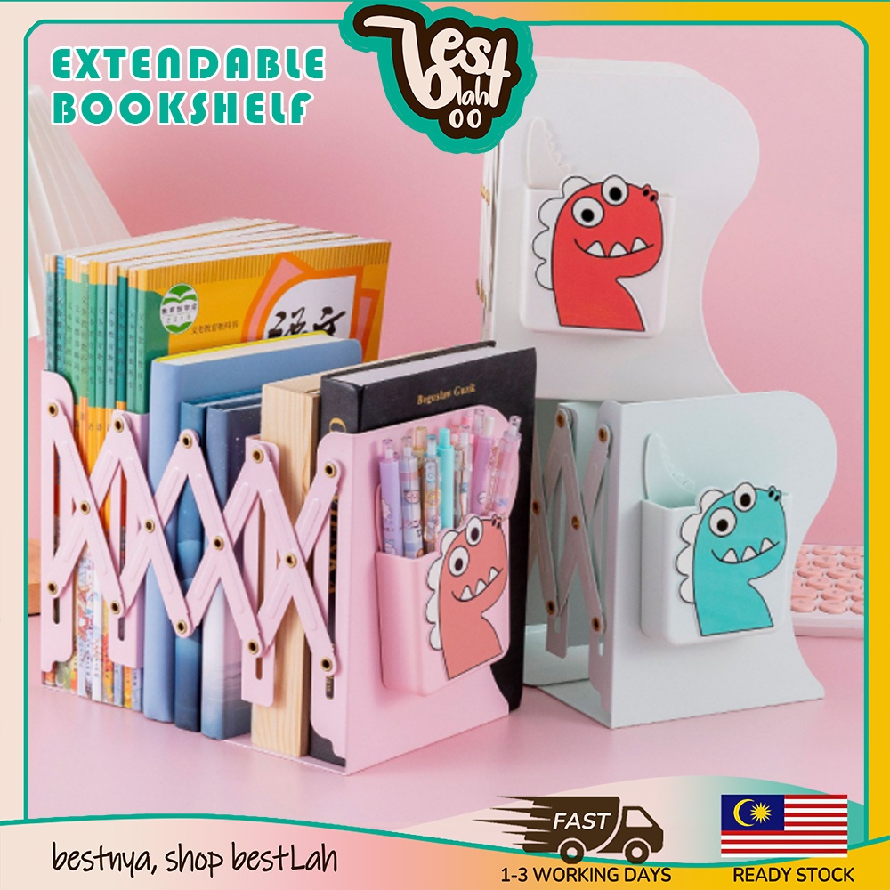 BESTLAHH Cute Cartoon Bookends Pen Holder Expandable Book Stand Metal ...
