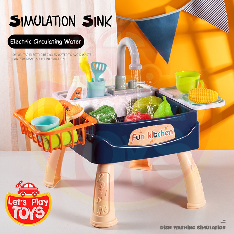 Kids Kitchen Dish Washing Sink Pretend Play Set simulation with ...