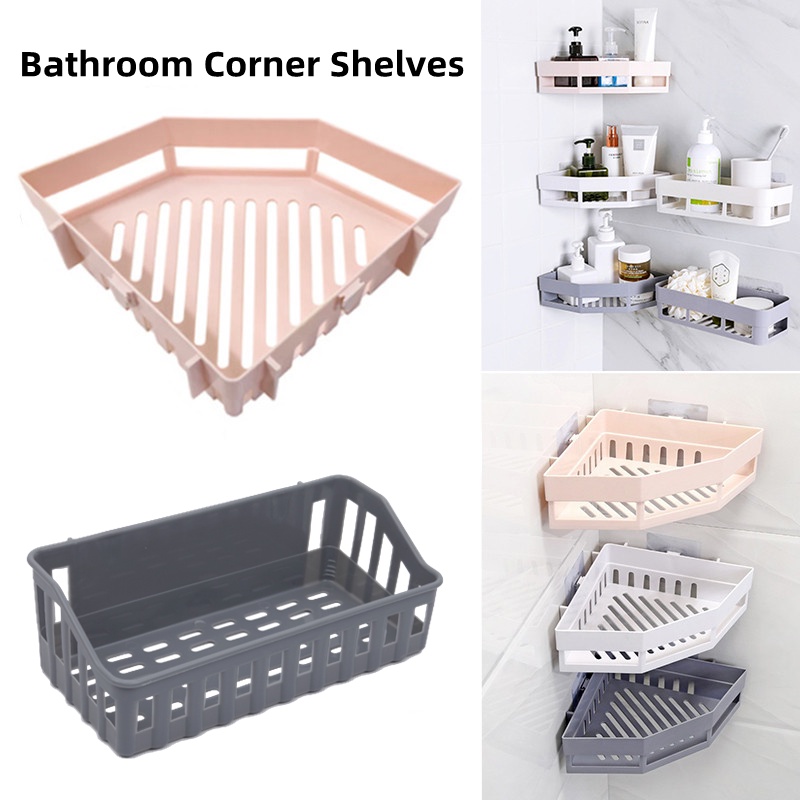 1PC Bathroom Corner Storage Rack Free-punch Wall Mounted Home Kitchen ...