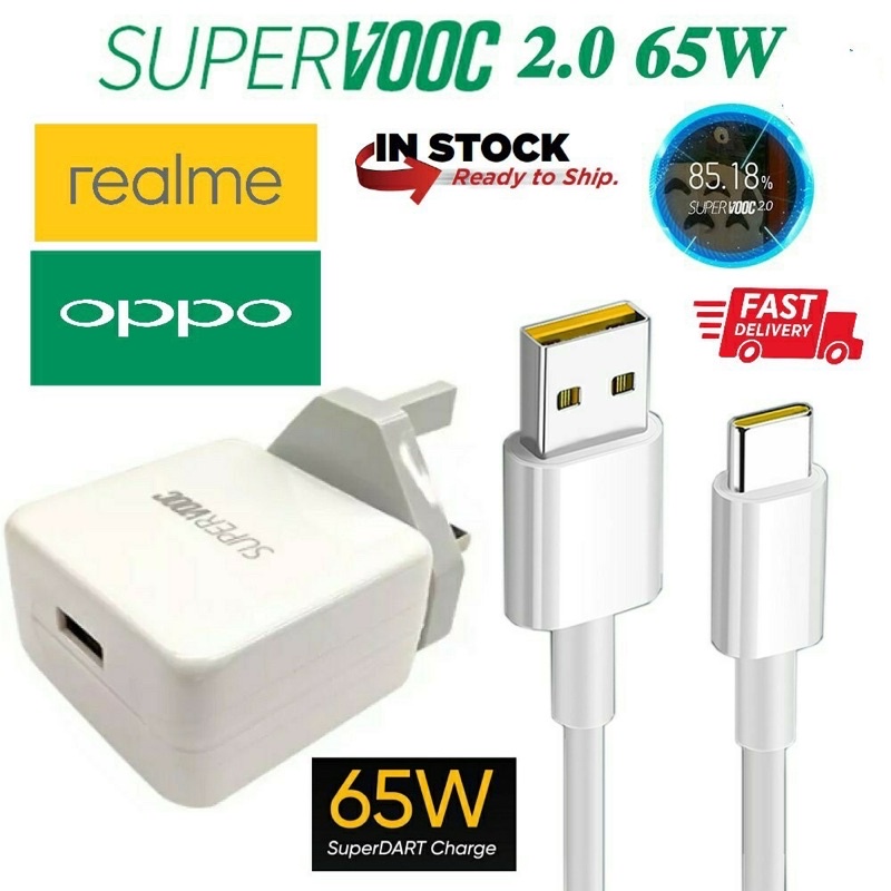 Realme Oppo SUPER DART SUPER VOOC 65W GaN Power With Type-C Cable Adapter Set | Shopee Malaysia