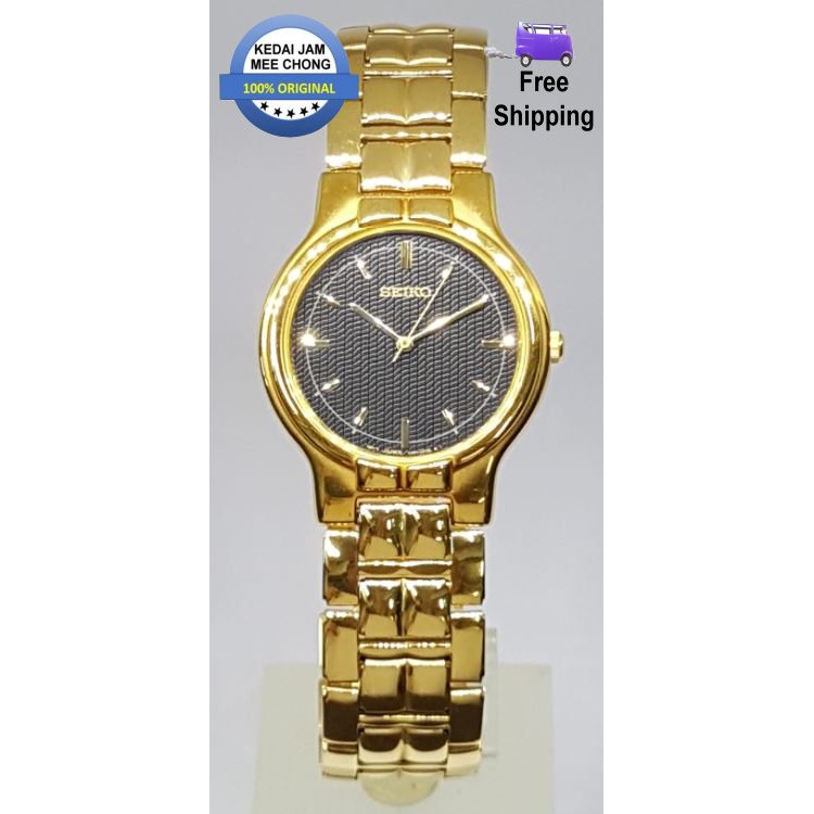 (Men) 100% ORIGINAL SeikoQuartz V701-A090 Black Dial,Gold Case ...