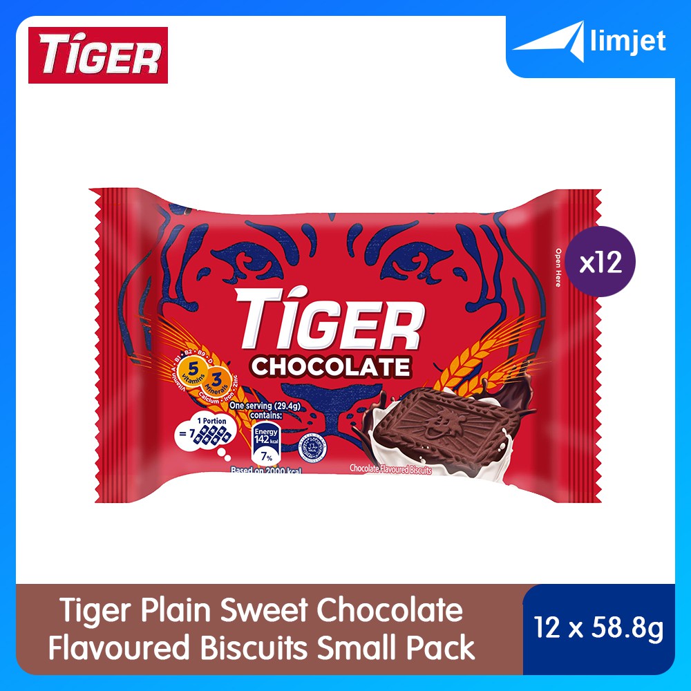 Tiger Biscuits Small Pack 12 Packs (Original/ Chocolate / Biskuat Susu ...