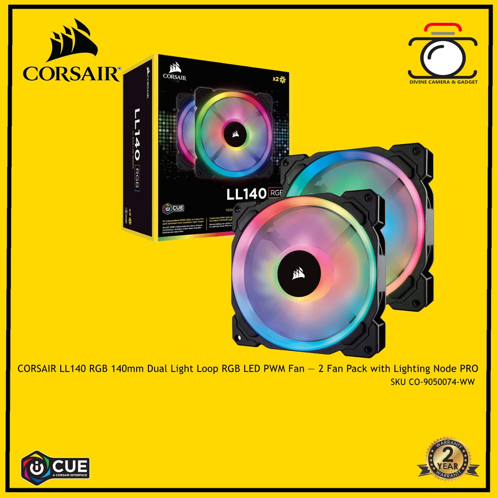 CORSAIR LL140 RGB 140mm Dual Light Loop RGB LED PWM Fan — 2 Fan Pack ...