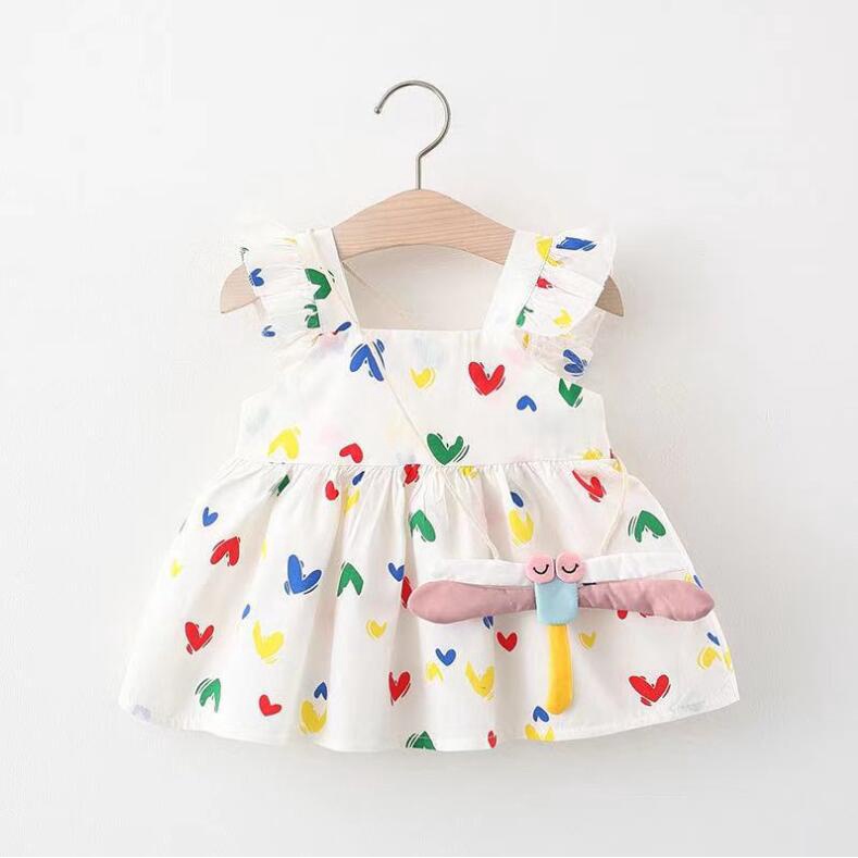 Baby Girls Heart Pattern Vest Skirt + Dragonfly Small DecorationDress ...