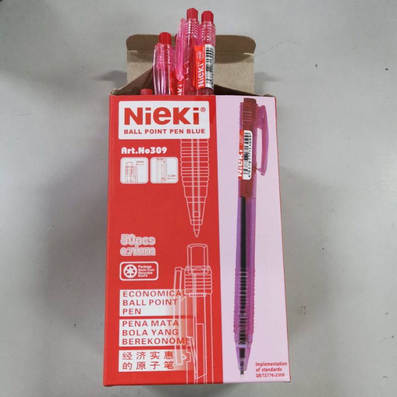 NIEKI BALL PEN 0.7MM BLACK BLUE RED 50PCS | Shopee Malaysia