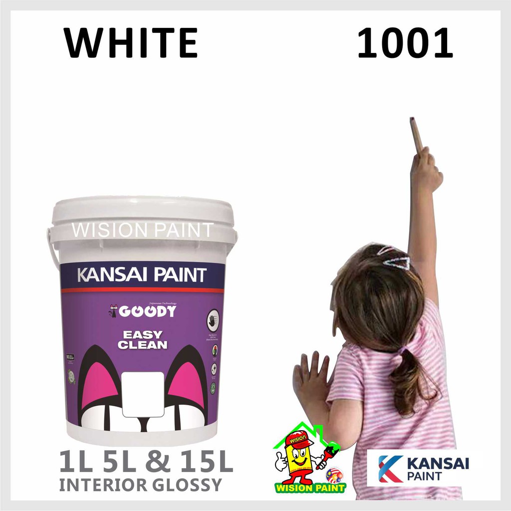 WHITE 1001 ( 15L ) KANSAI PAINT EASY CLEAN GOODY MID SHEEN FINISH ...
