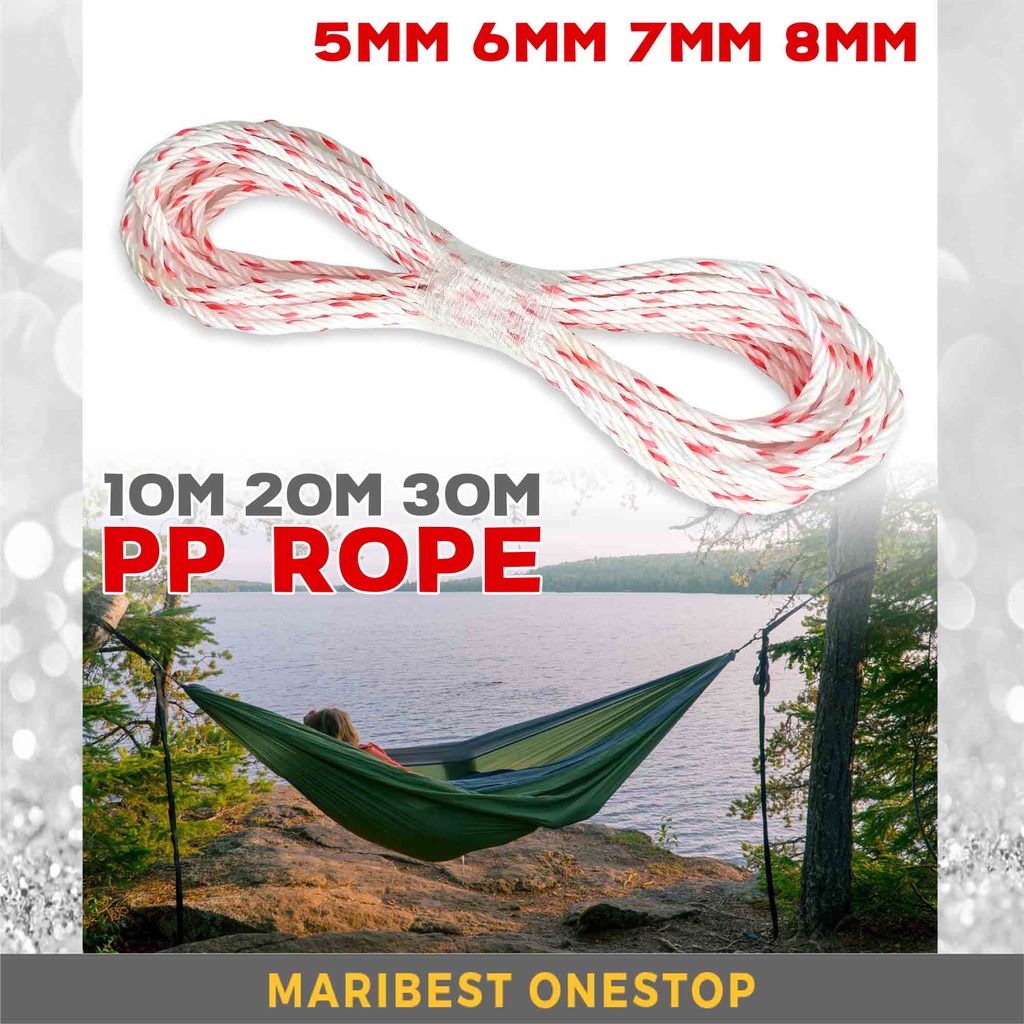 10M 20M 30M Multipurpose Nylon Rope Tali Khemah PP Putih Camping Rope ...