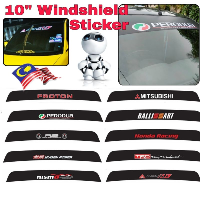 10" Black Car luar Front Rear Windscreen Sticker Windshield Window trd ...