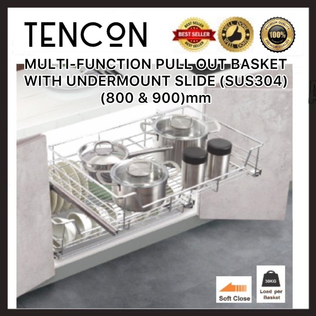 Multi Function pull Out Basket With Undermount Slide Soft Closing (800 ...