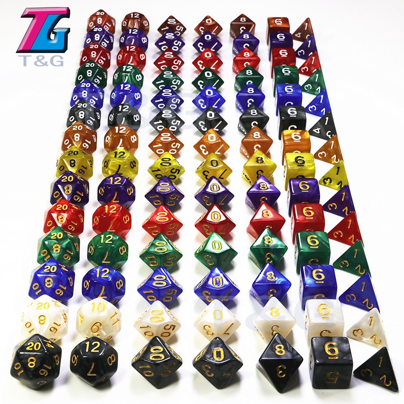 7pc/set Dice Set Multi-Sided Dice with Marble Effect DND and RPG Dice ...