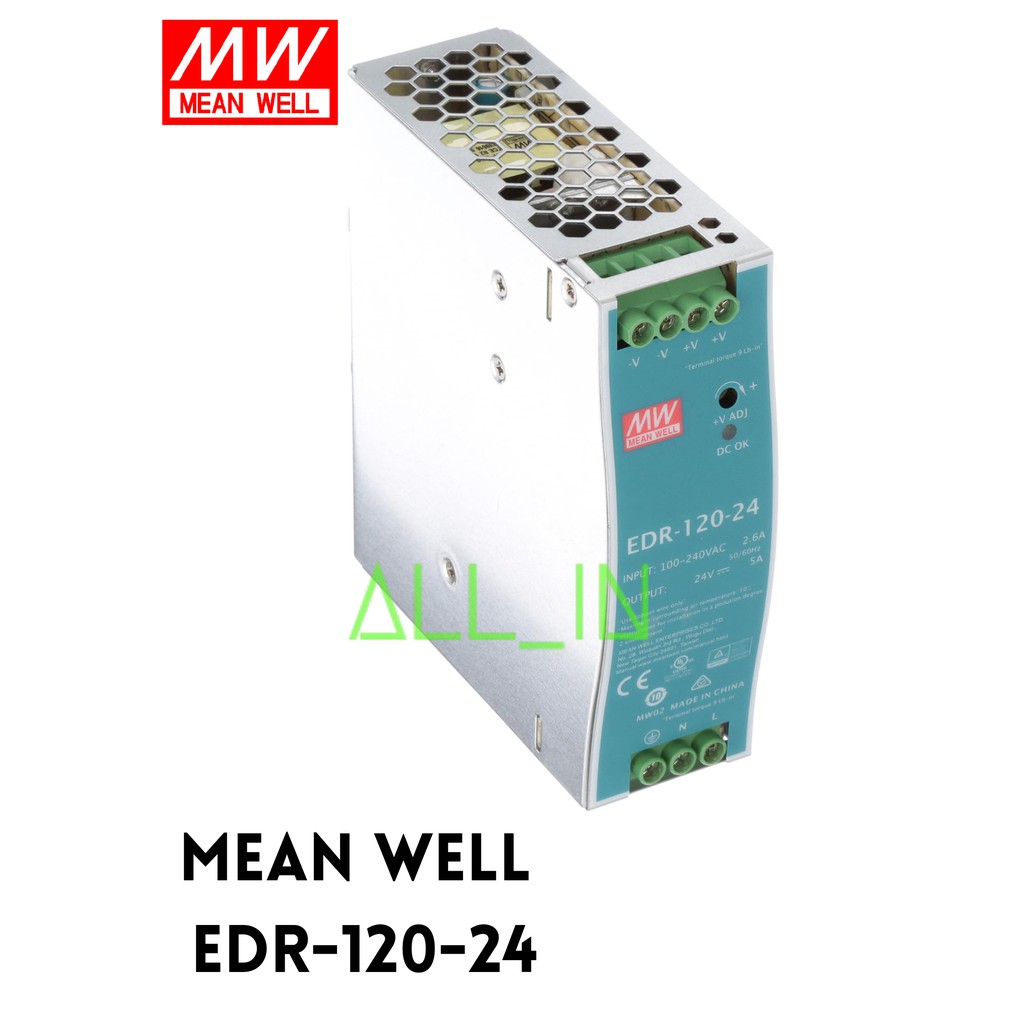 Mean Well EDR-75-24 24V 75W 3.2A / EDR-120-24 24V 120W 5A MeanWell Power Supply ~ Original 👍 ...