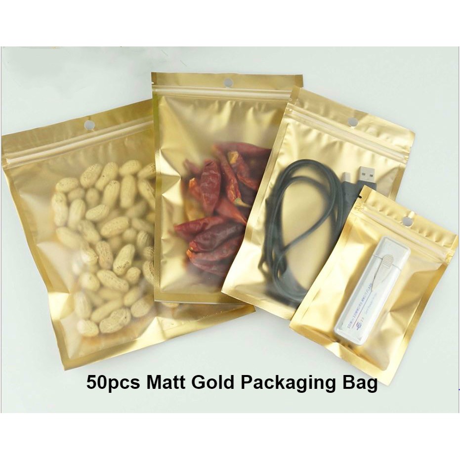 50pcs Matt Gold Packaging Bag | Shopee Malaysia