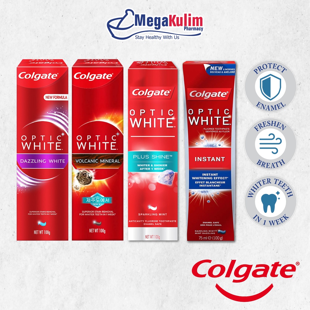 Colgate Optic White Tooth Paste - Volcanic Mineral/Instant/Dazzling ...