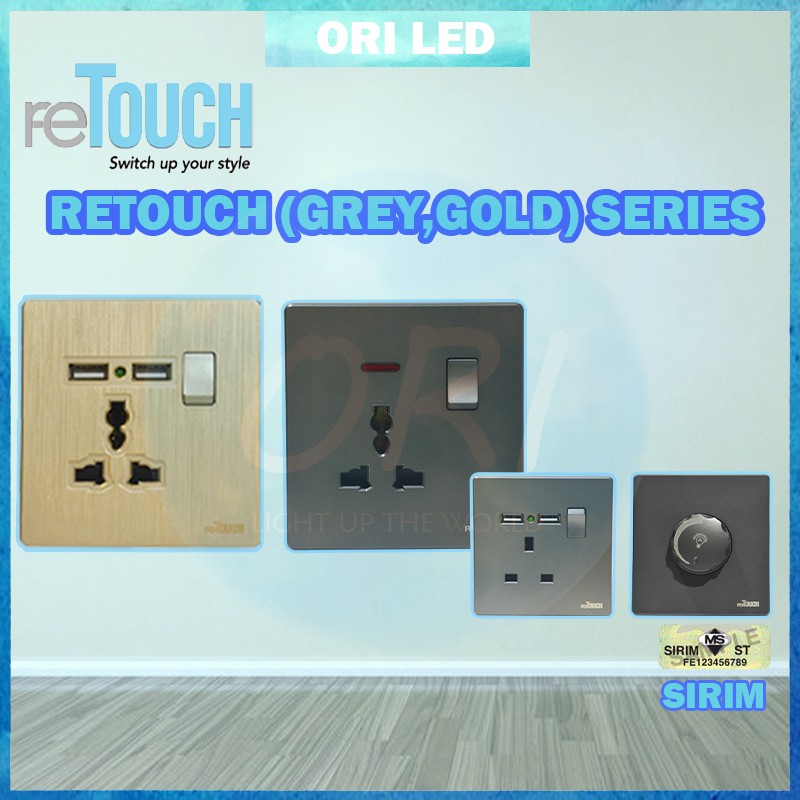 Retouch Ultra Rimless Switch Socket Wall Slim Model Texture Gold Matte ...