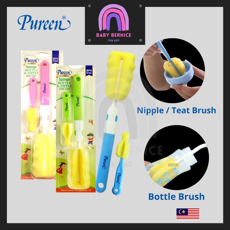 PUREEN *SPONGE BRUSH* Bottle & Nipple Brush | Berus SPONGE Botol Susu ...