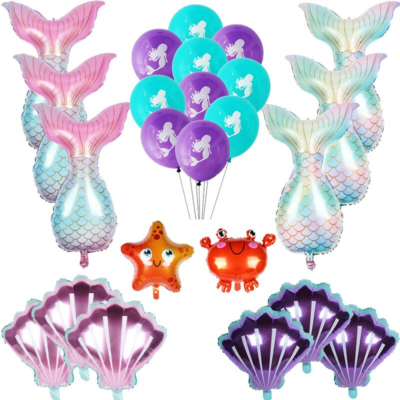 Mermaid Tail Balloons Sea Shells Balloons Helium Ball for Birthday Baby ...