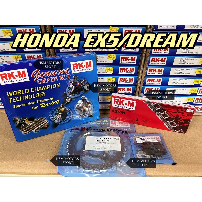 RKM SPOCKET SET HONDA EX5 / EX5 DREAM ONE SET ORIGINAL BUATAN MALAYSIA ...