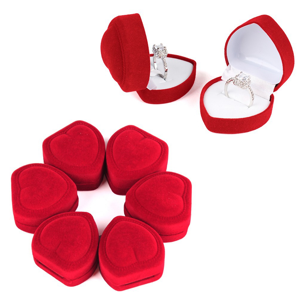 Mini Cute Red Heart Shaped Velvet Ring Box | Shopee Malaysia