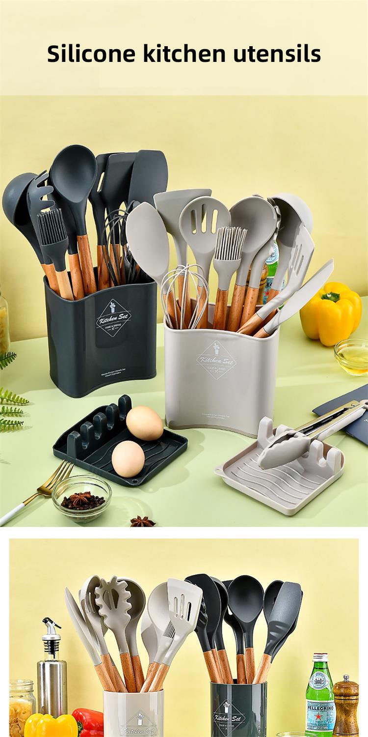 KEMORELA Silicone Kitchen Utensils Set Kitchen Utensils Heat Resistant ...