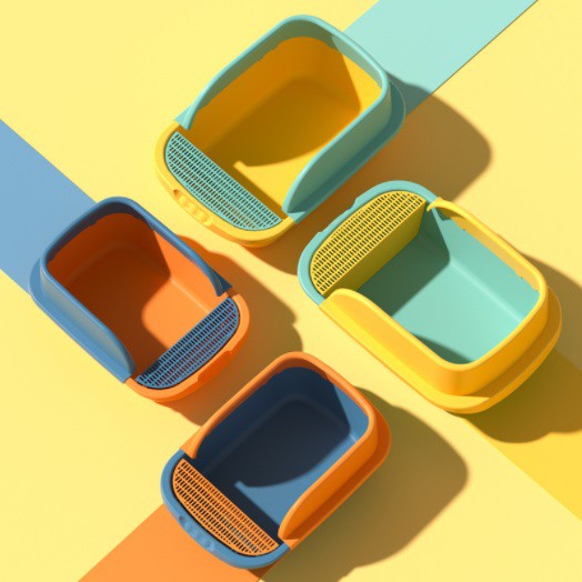 Candy Color with High Fence High Quality Cat Litter Box + Free Cat ...