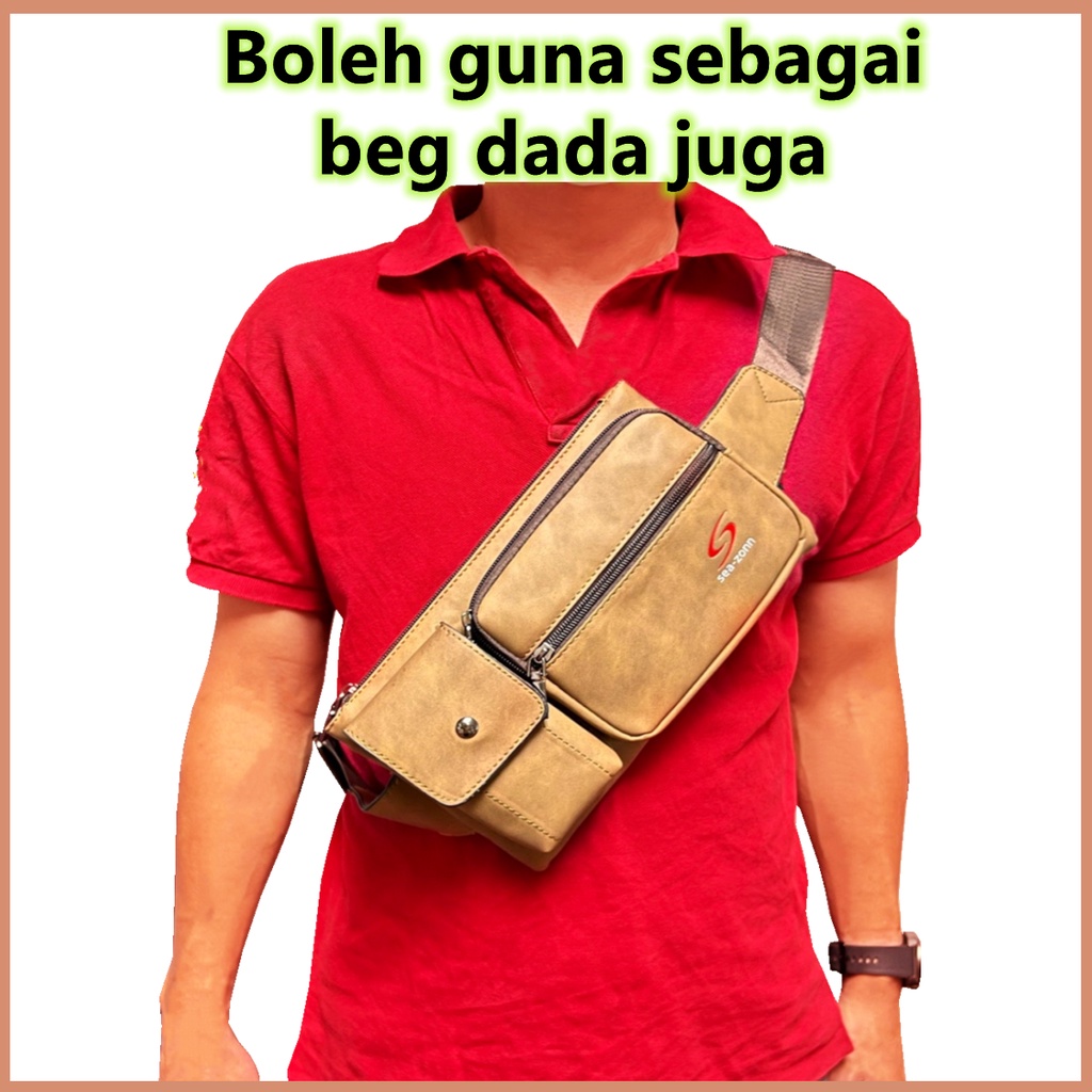 SEAZONN Premium PU Leather Messenger Men Shoulder Sling Waist bag men ...