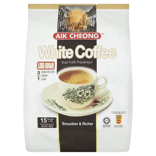 Aik Cheong Less Sugar 3 in 1 Instant White Coffee Creamer Sugar 15 Sachets x 40g (600g) | Shopee ...