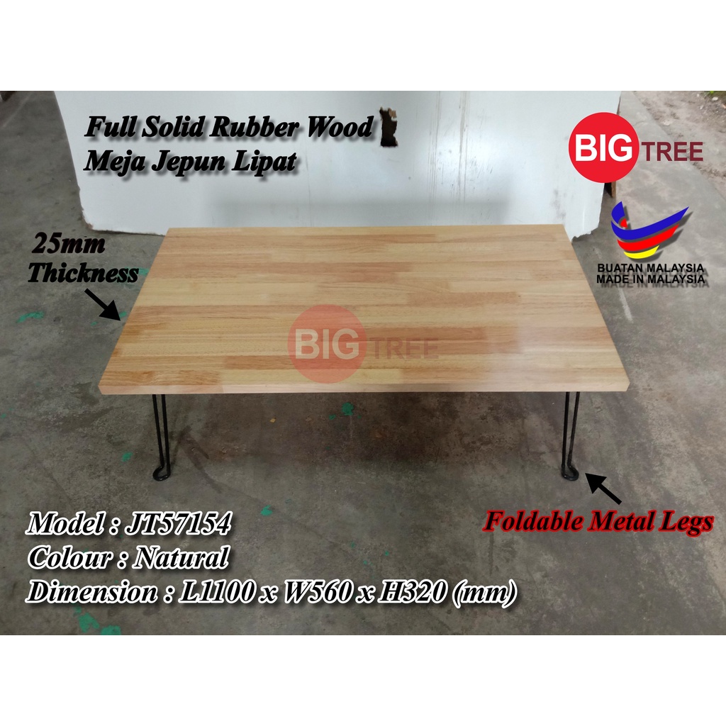 Big Tree Solid Wood Meja Jepun Lipat / Foldable Rubber Wood Japanese ...